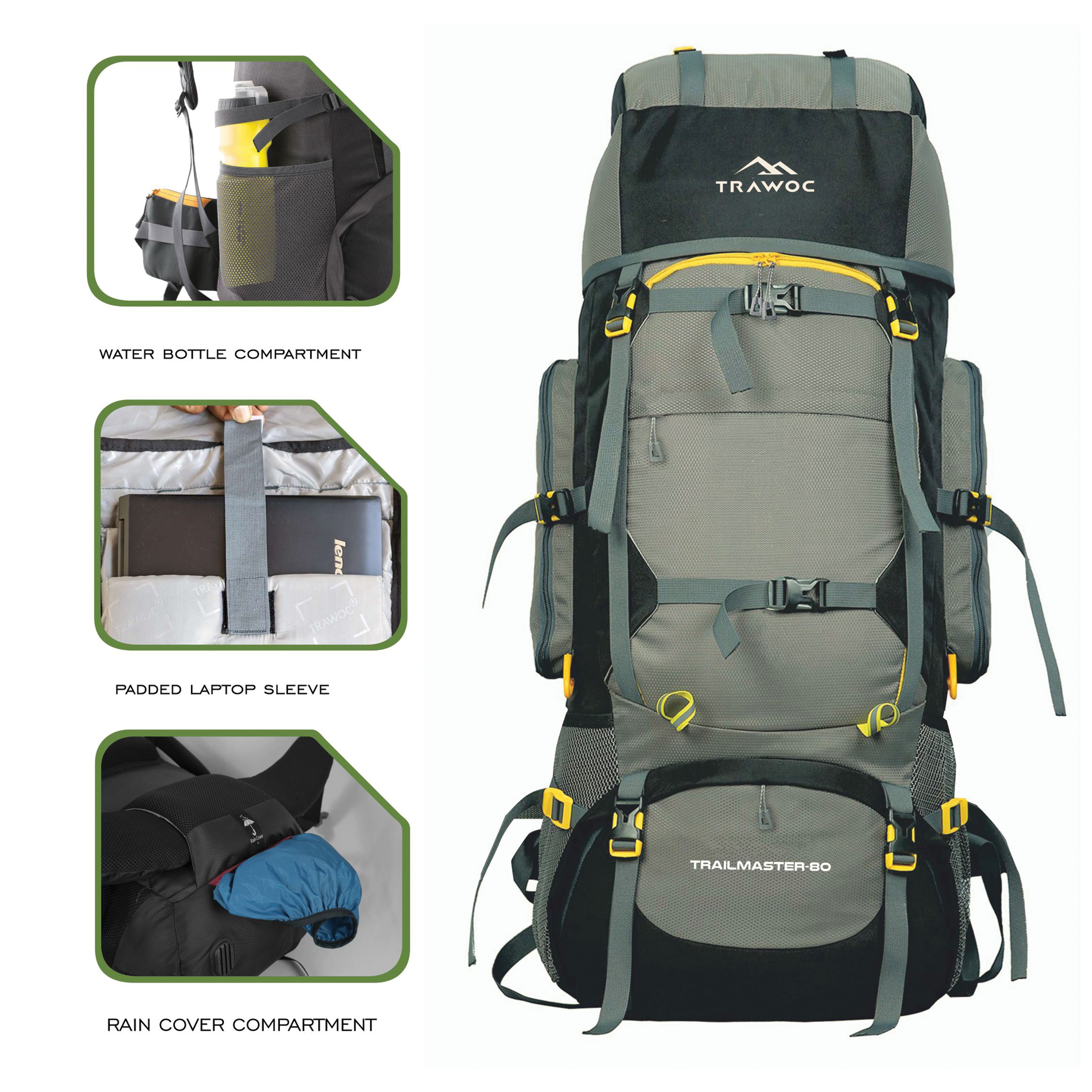Trawoc Camping Backpack (80Ltr) | Trekking & Hiking Bag – TRAWOC