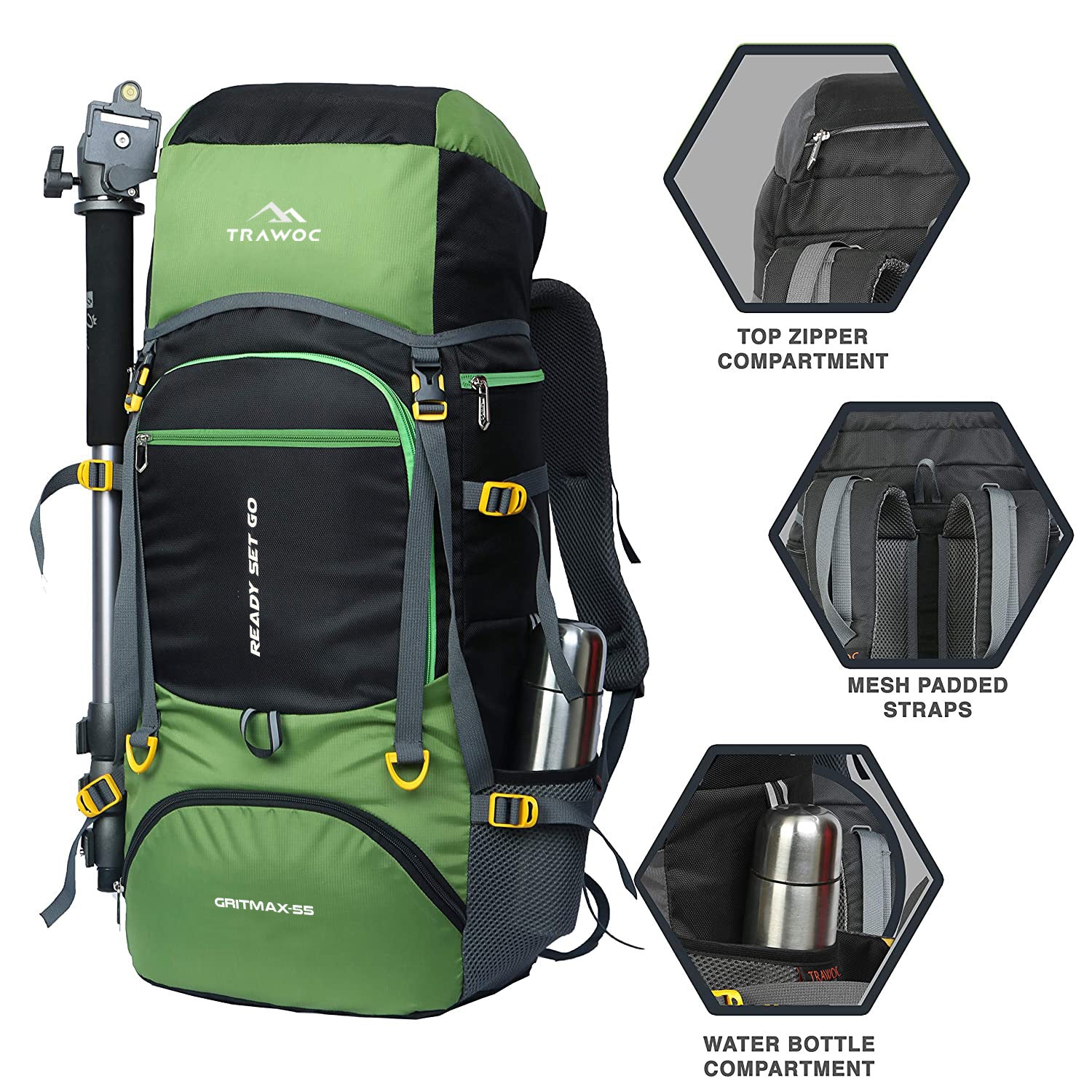 Trawoc Travel Rucksack (55Ltr) | Hiking, Trekking & Camping Bag – TRAWOC