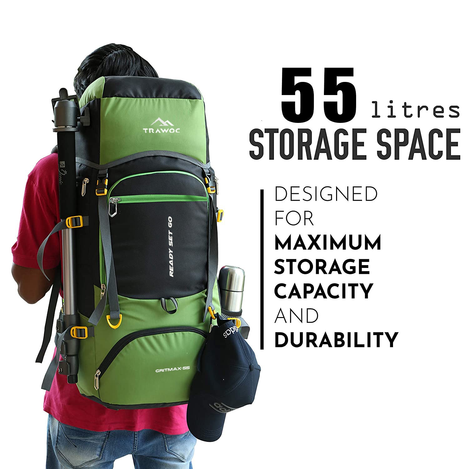 Trawoc Travel Rucksack (55Ltr) | Hiking, Trekking & Camping Bag – TRAWOC