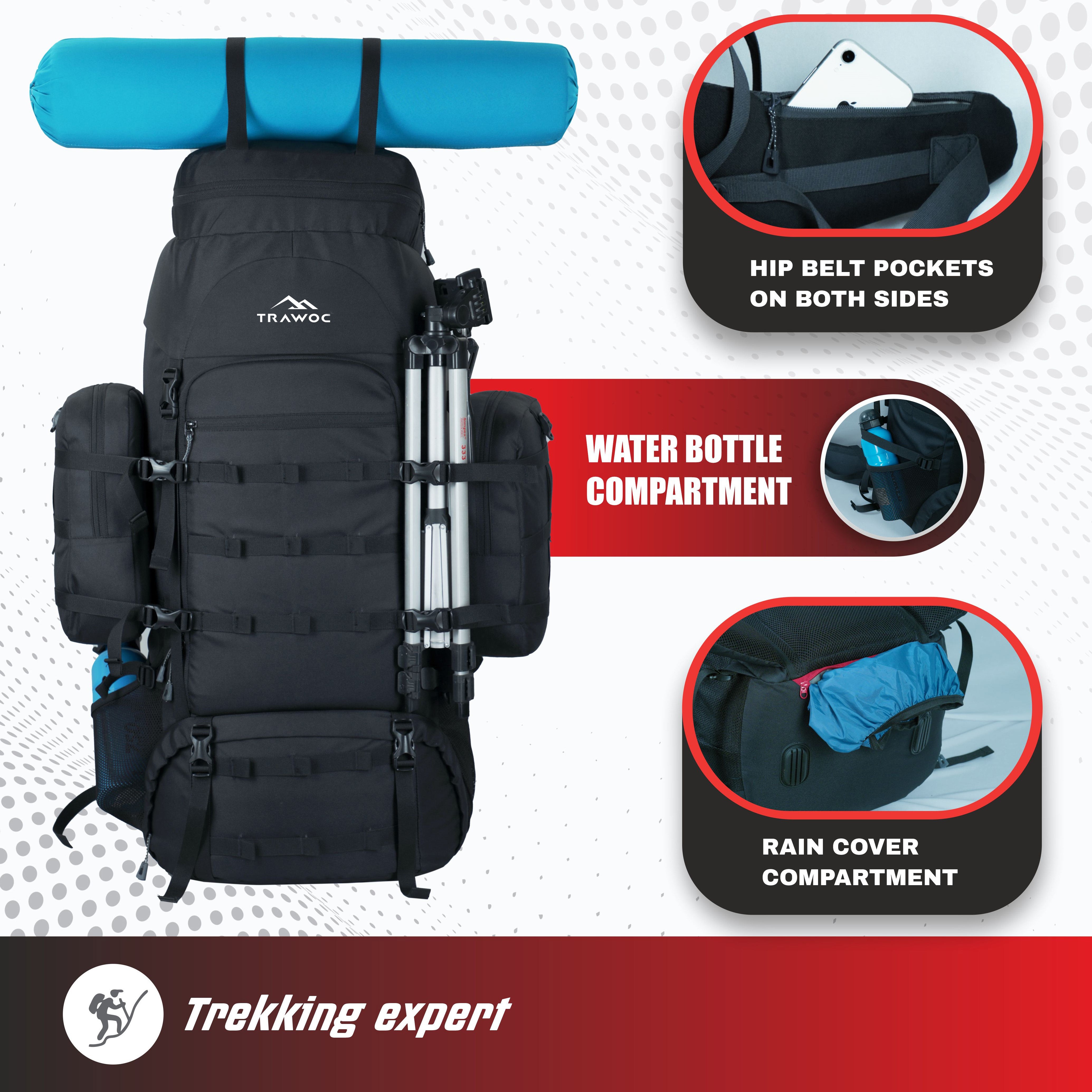 Trawoc Travel Backpack with Detachable Daypack (90Ltr) | Internal Frame ...