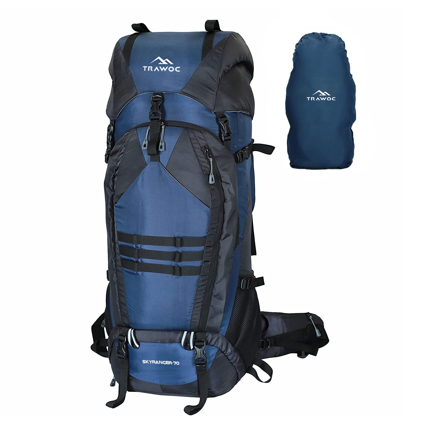 Trawoc Camping Backpack (70Ltr) | With Water Proof Rain Cover | Front ...