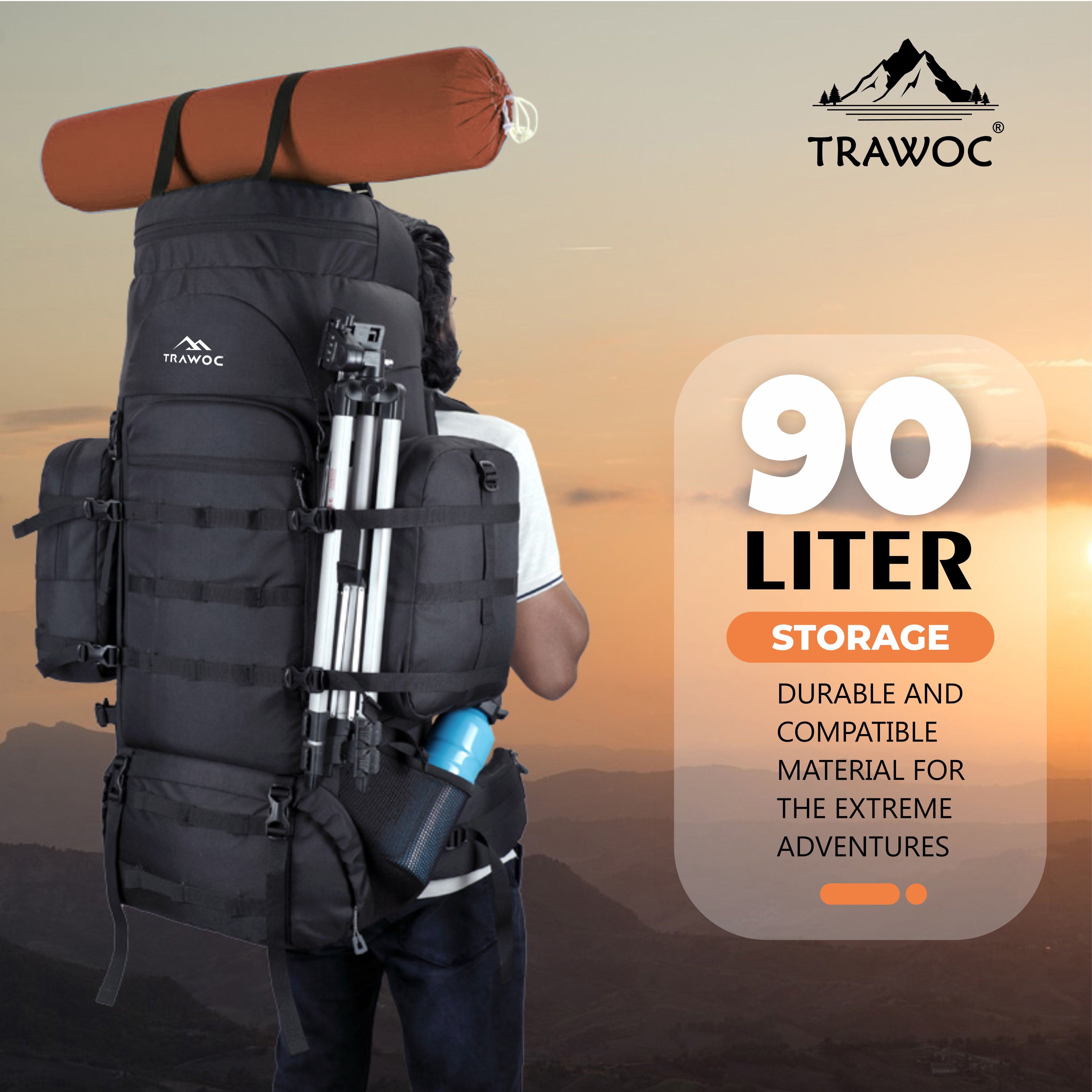 Trawoc Travel Backpack with Detachable Daypack (90Ltr) | Internal Frame ...