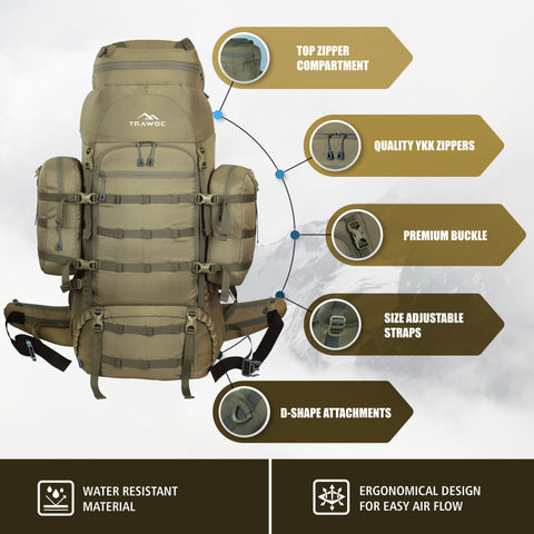 Trawoc Travel Backpack with Detachable Daypack (90Ltr) | Internal Frame ...